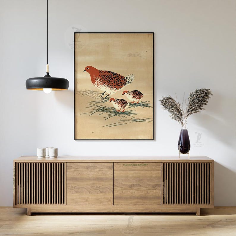 Japanese Farm Hen Poster | Vintage Chicken Wall Art | Rustic Minimal ...