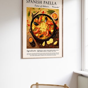 Spanish Paella Food Poster, Kitchen Wall Art - Etsy