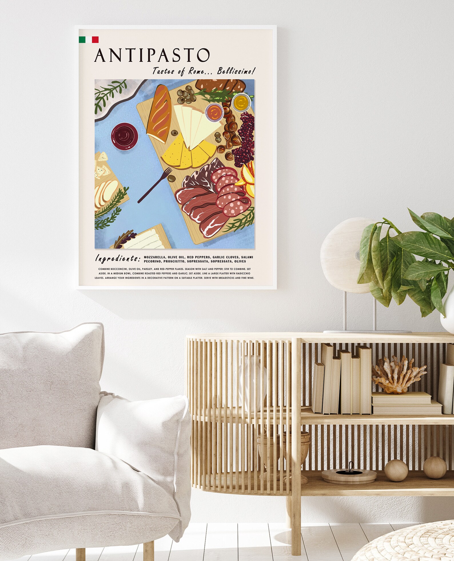 Italian Food Poster Art Poster Rome Travel Poster Kitchen - Etsy