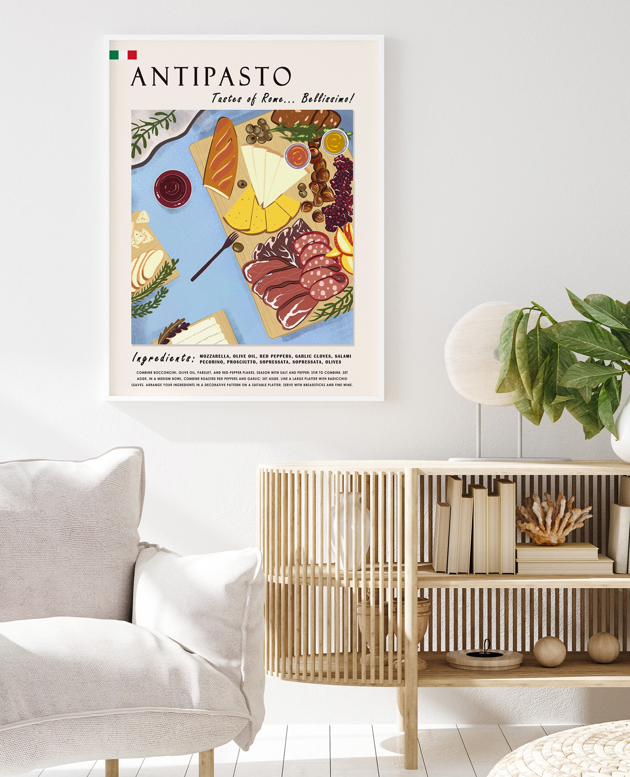 Italian Food Poster Art Poster Rome Travel Poster Kitchen - Etsy