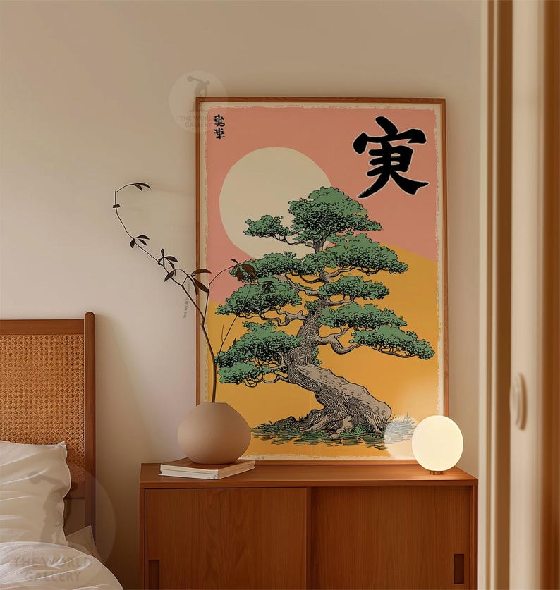 Bonsai Tree Poster | Japanese Wall Art | Minimal Nature Print | Zen ...