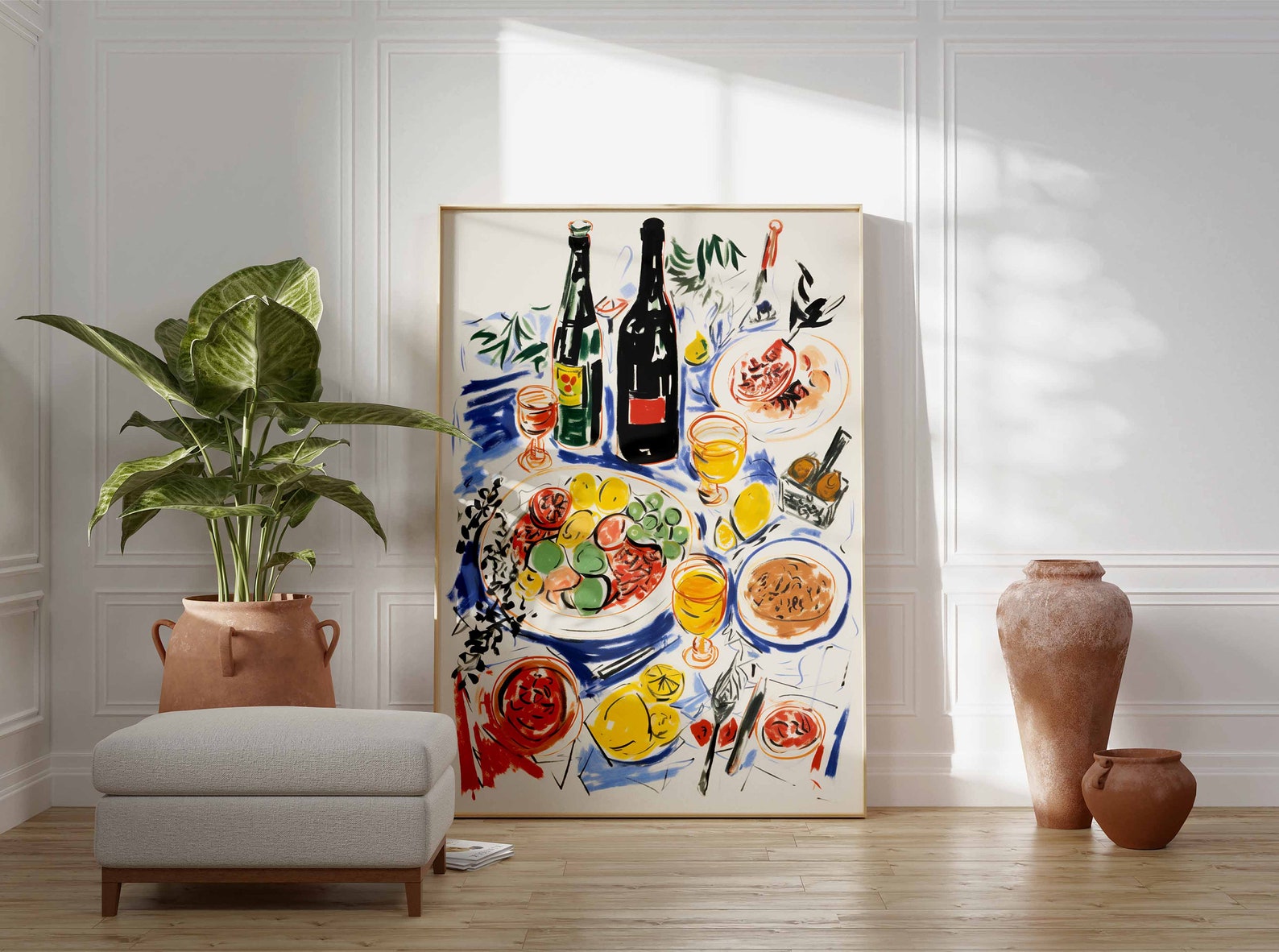 Retro Dinner Party Food Poster, Vintage Kitchen Illustration Art - Etsy