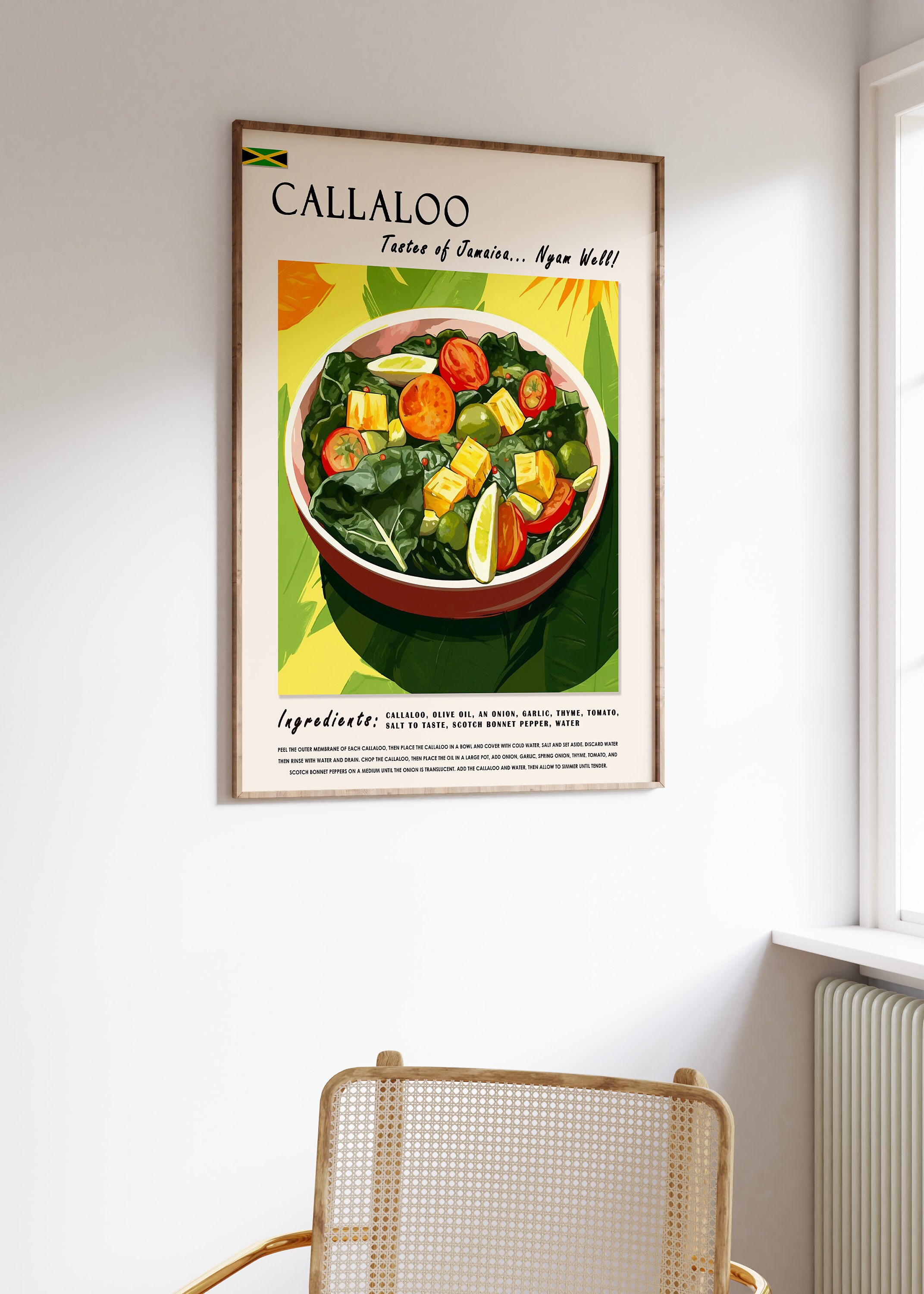 Callaloo Jamaican Food Poster, Caribbean Food Print, Jamaican Food Art ...