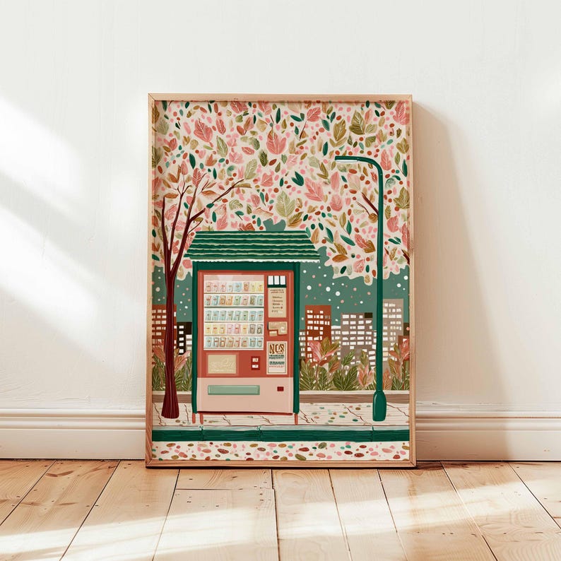 Japanese Vending Machine Poster, Japan Print, Retro Poster, Colorful ...