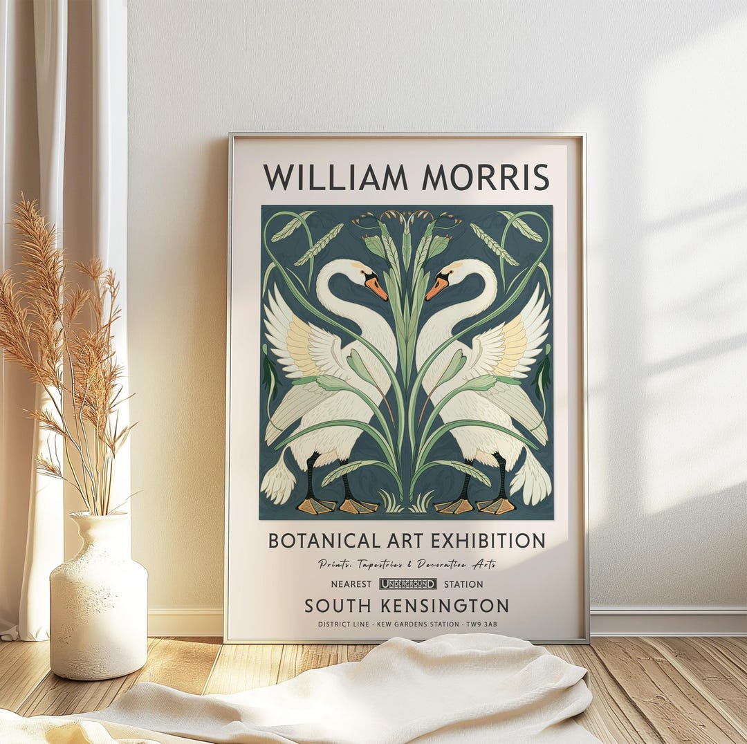 William Morris Swan Print, Vintage Floral Art Poster, Kew Gardens - Etsy