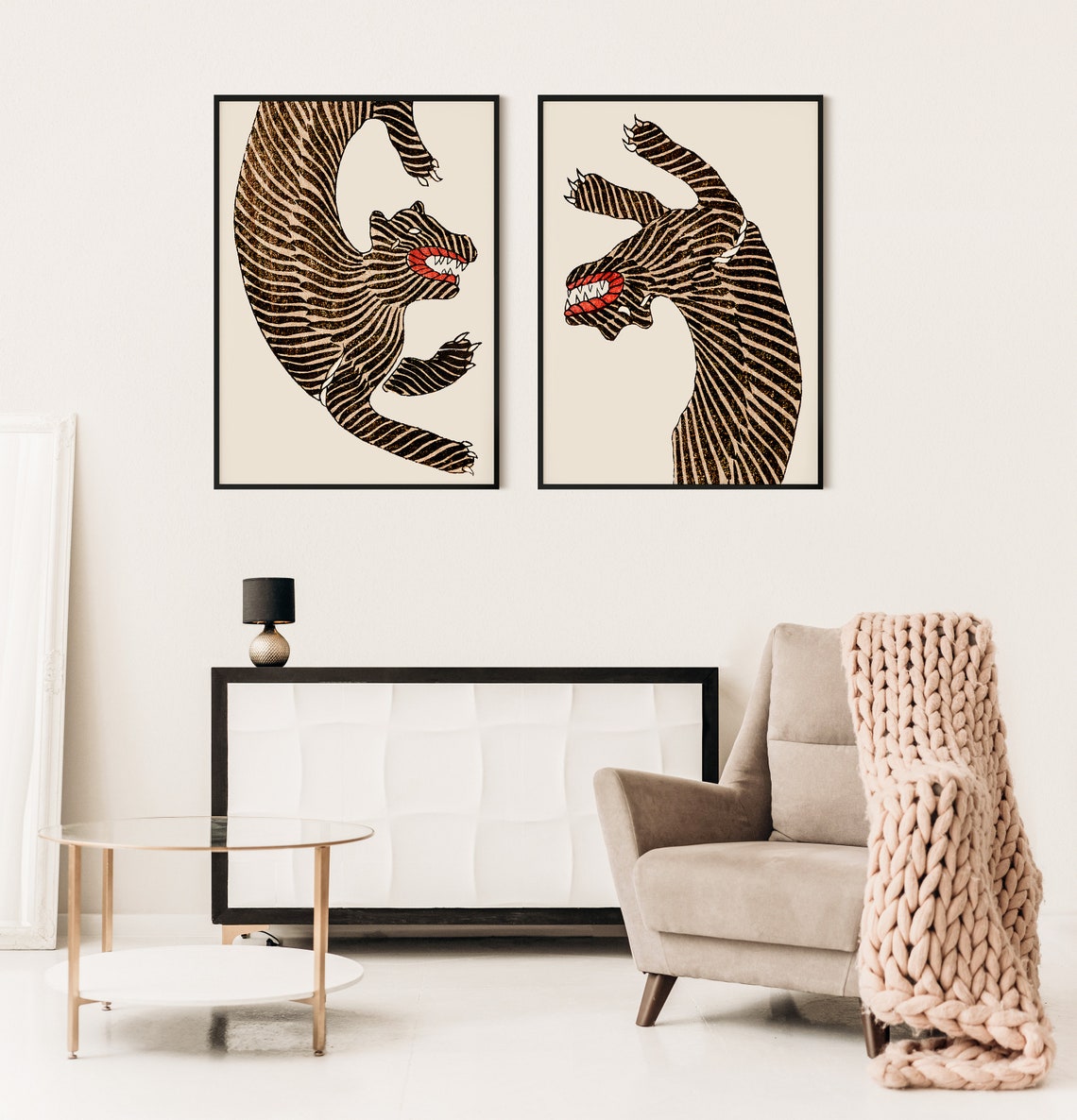 Set of 2 Japanese Art Prints Japanese Poster Set Vintage | Etsy