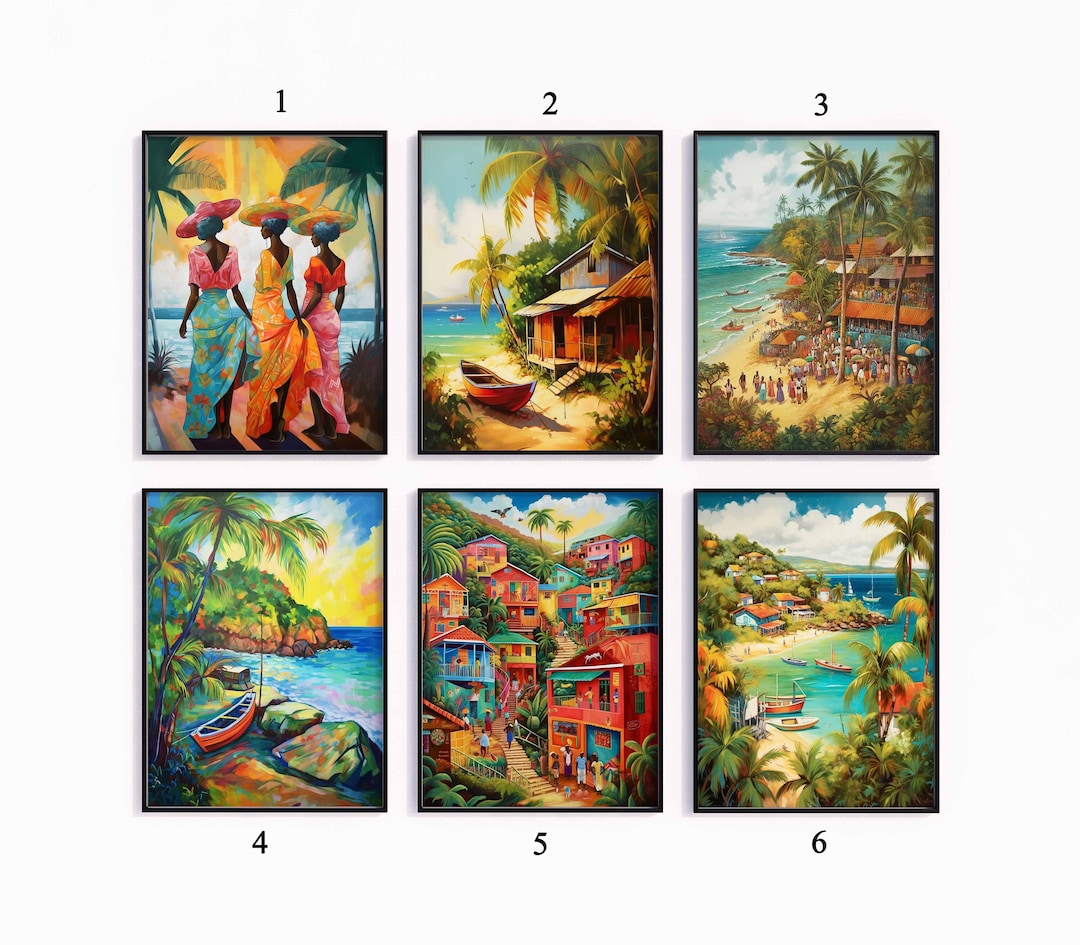 Caribbean Art Poster Sets, Caribbean Wall Art, Tropical Decor, Jamaica ...