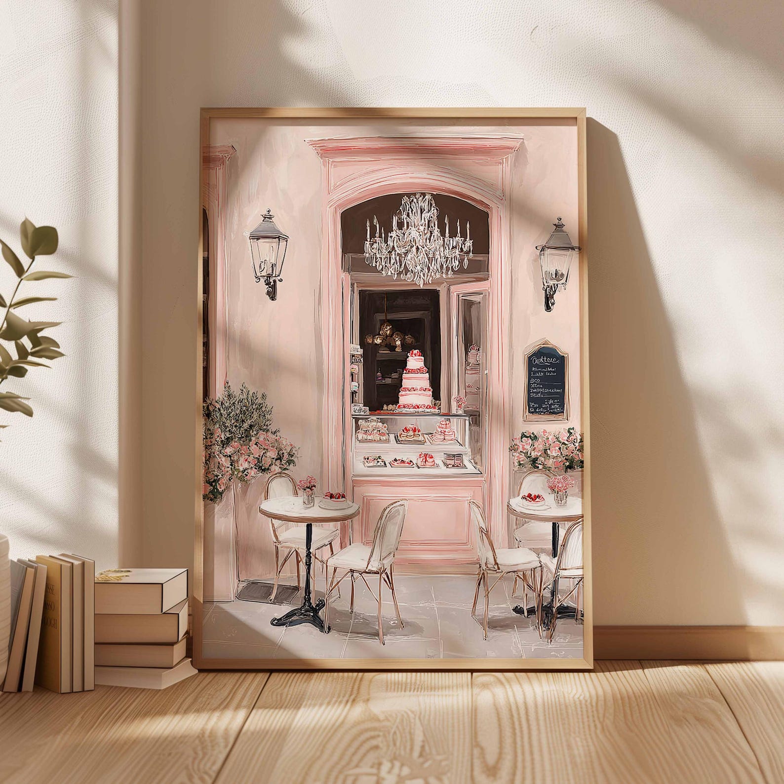 Paris Patisserie Poster French Café Wall Art, Pink Bakery Illustration ...