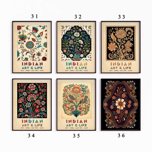 Indian Poster Set, Floral Indian Wall Art, Indian Decor, Floral Vintage ...