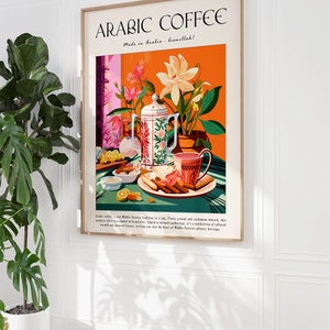 Coffee Poster, Arabic Coffee Print, Kitchen Decor, Retro Coffee Art ...