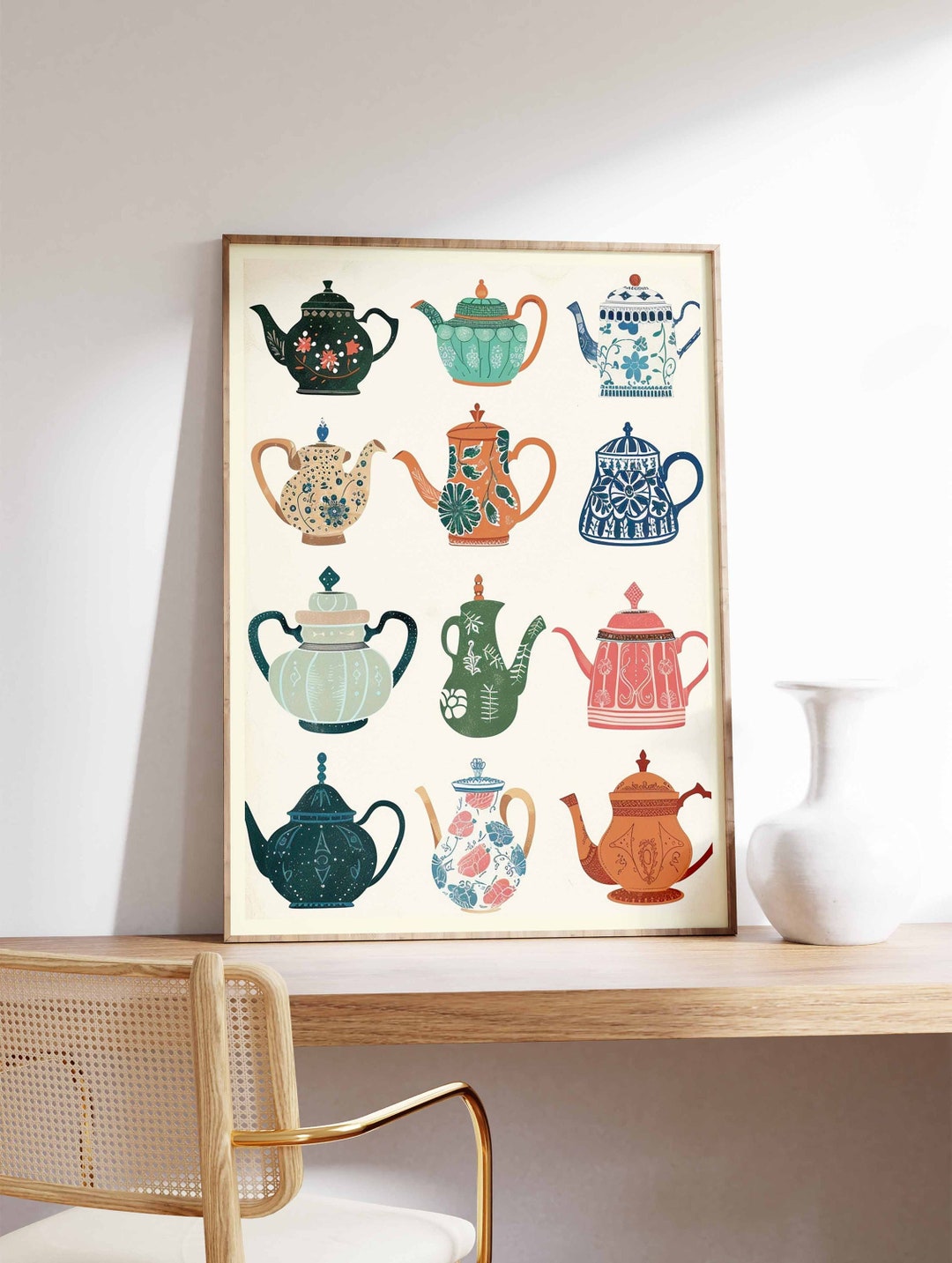 Vintage Teapot Print, Retro Coffee Poster, Food Print, Kitchen Decor ...