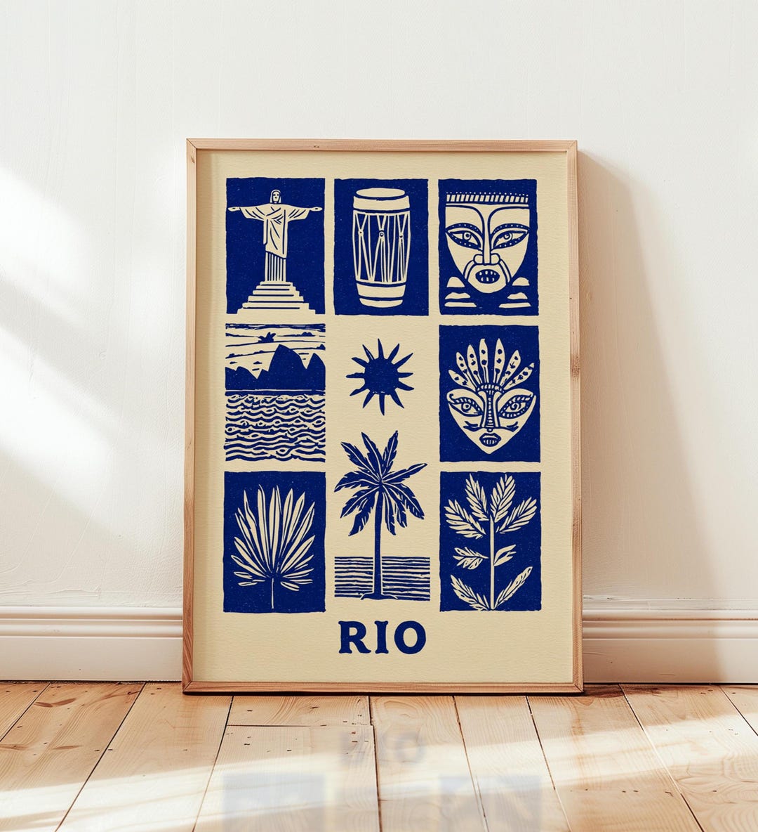 Rio Linocut Art Print, Modern Brazilian Poster, Minimalist Tropical ...