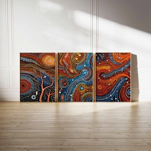 Aboriginal Set of 3 Prints, Cultural Wall Art, Indigenous Poster Set ...