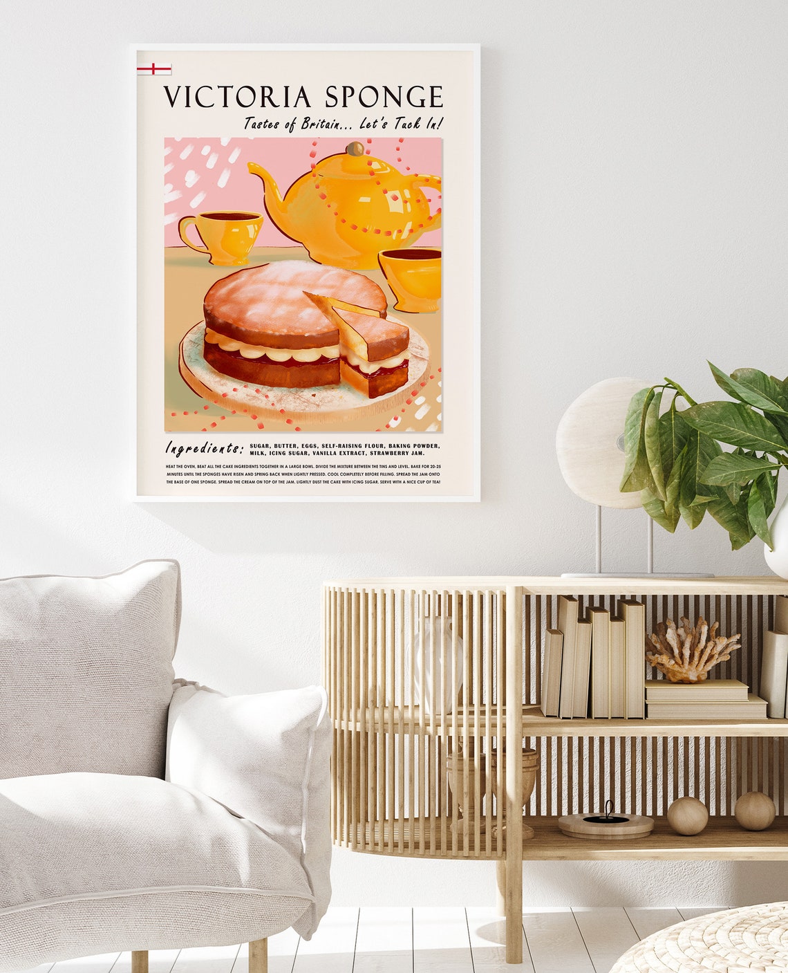 Victoria Sponge Cake Poster, Food Art, Food and Drink Poster, Cake ...