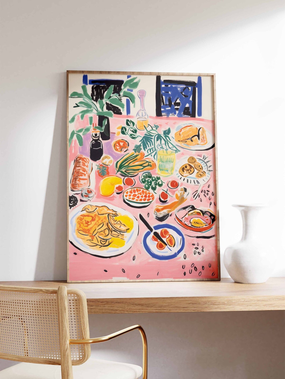 Vintage Food Table Poster, Retro Kitchen Art Print, Cafe Decor - Etsy