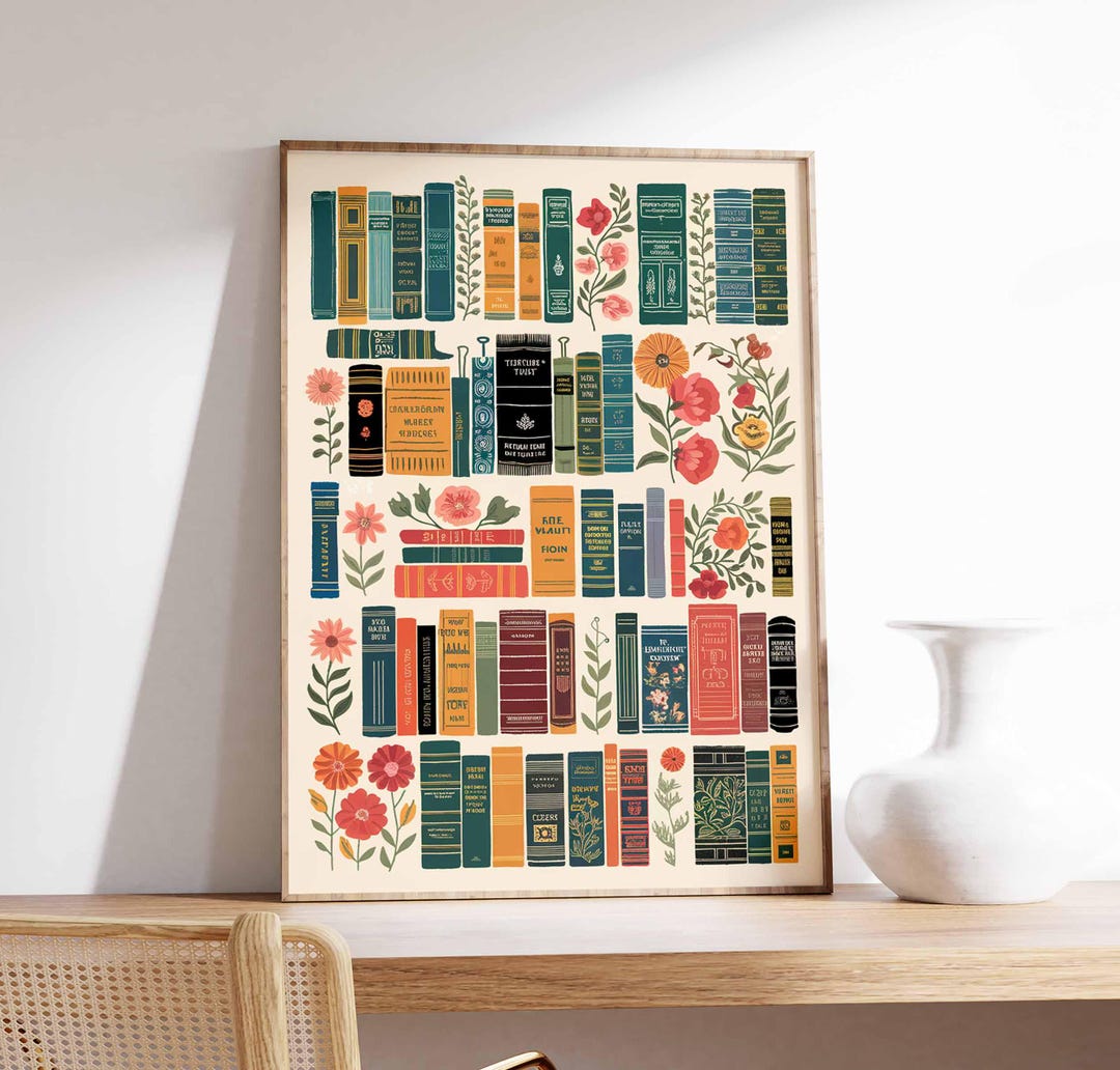 Vintage Library Poster, Book Art, Reading Poster, Book Lovers Gift ...