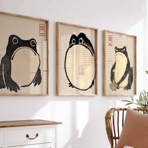 Japanese Set of 3 Frog Posters, Japanese Frog Prints, Matsumoto Hoji ...