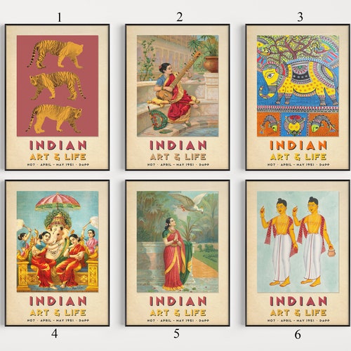 Indian Poster Sets Indian Culture Art Decor Indian Wall - Etsy