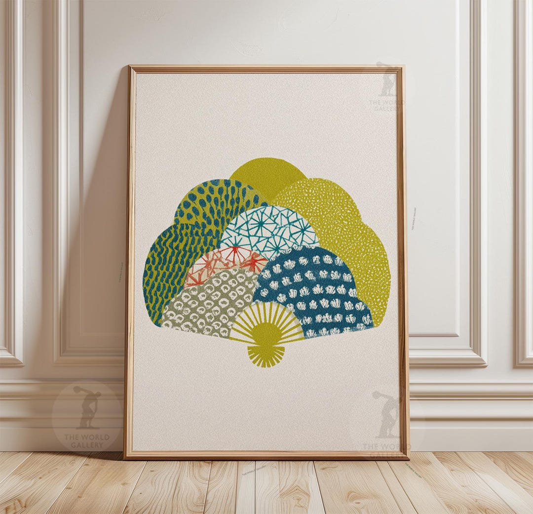 Traditional Japanese Fan Design Poster | Colorful Fan Artwork - Etsy