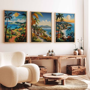 Caribbean Set of 3 Prints Caribbean Wall Art Tropical Decor - Etsy