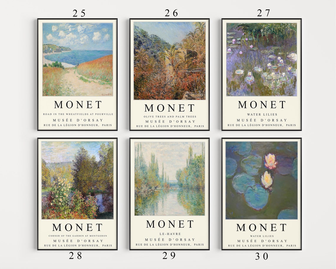 Claude Monet Poster Set, Vintage Floral Art Print, Lilies - Etsy