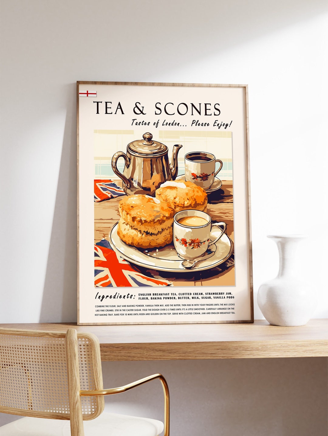 British Tea and Scones Poster, British Food Print, English Food Poster ...