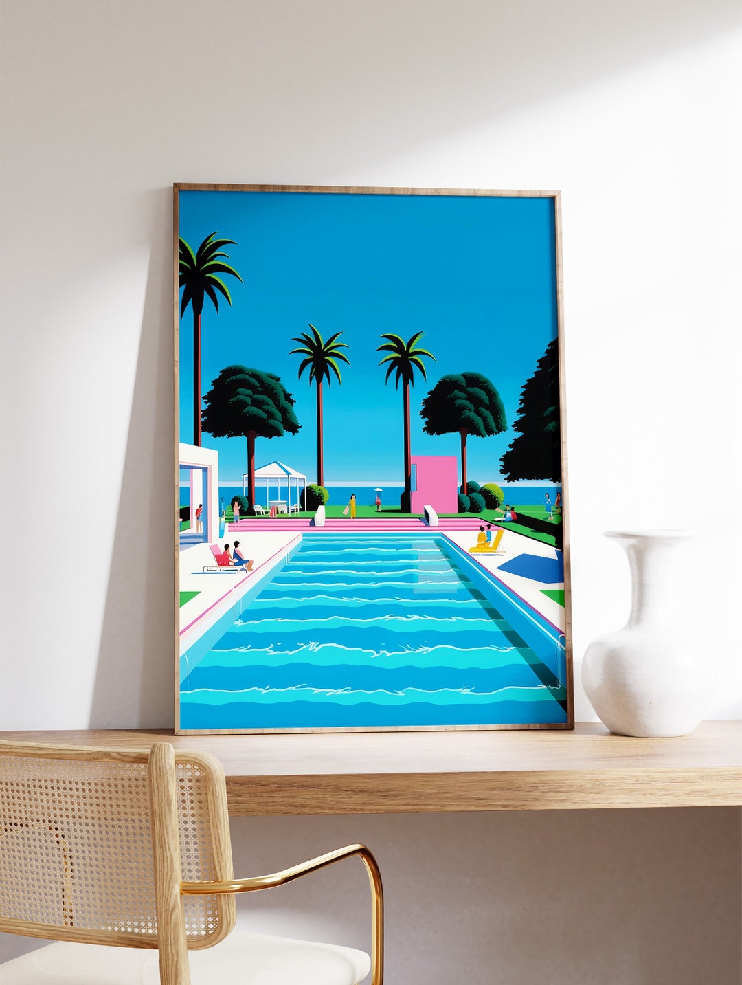 Los Angeles Pool Print, 80's Swimming Pool Poster, Retro California ...