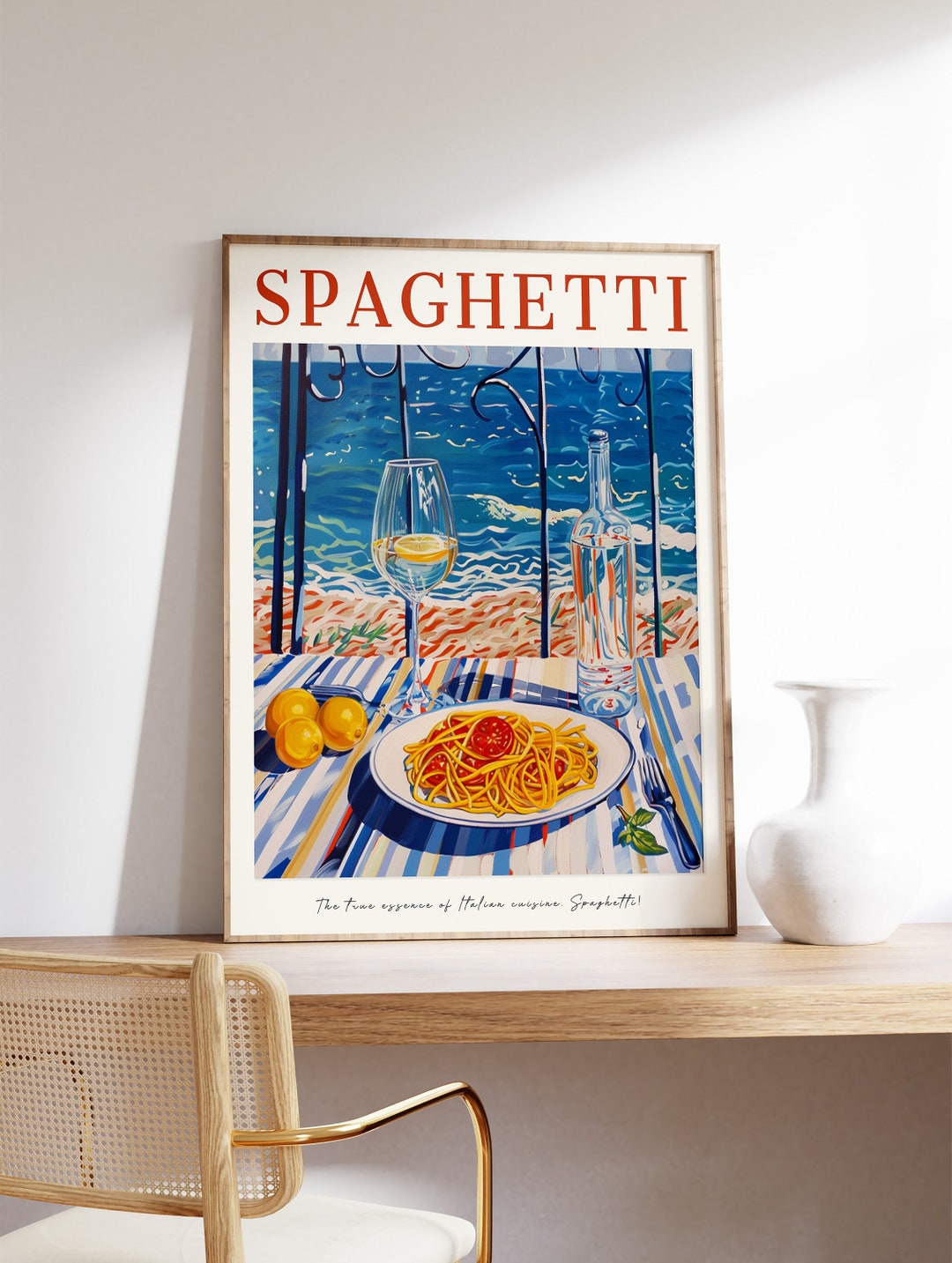 Spaghetti Poster, Food Print, Italian Food Art, Pasta Art, Cafe Decor ...