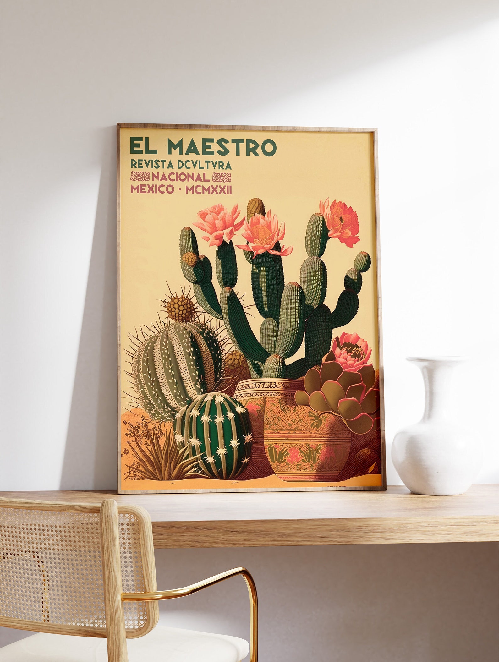 Vintage Mexican Cactus Poster, Colourful Mexican Art Prints ...