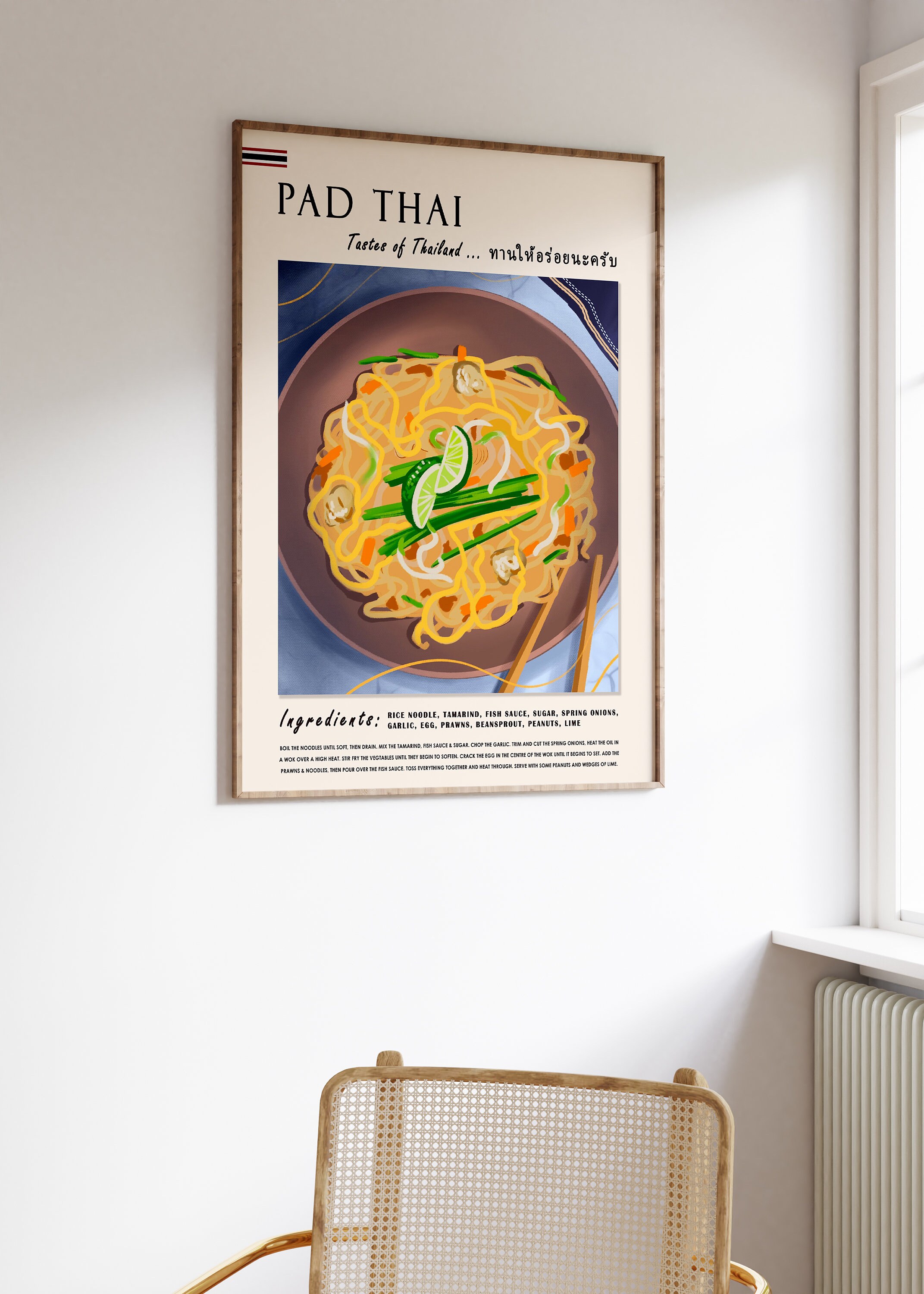 Pad Thai Food Poster Thai Food Art Thailand Print Asian - Etsy