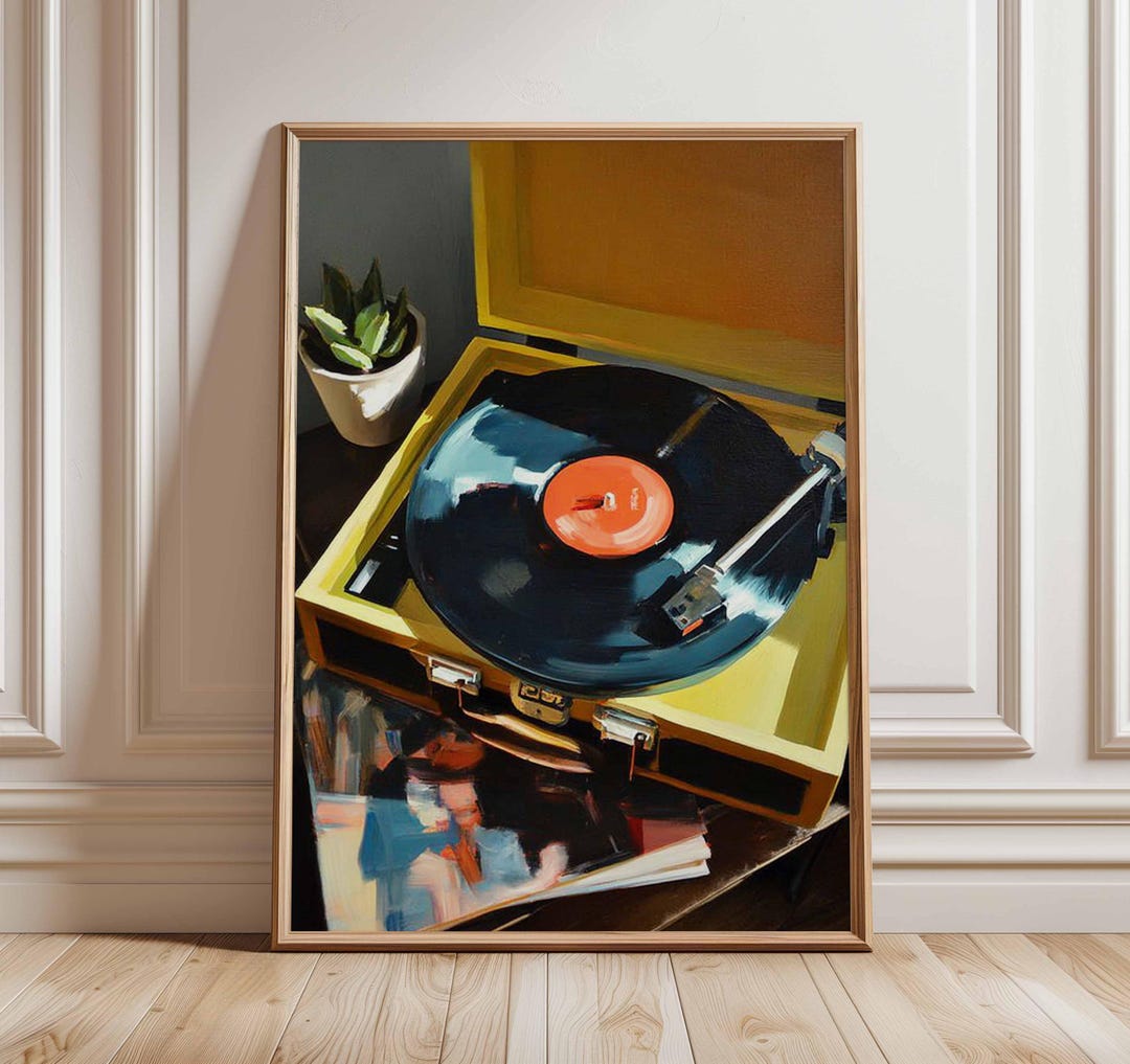 Vinyl Record Player Wall Art Print, Retro Turntable Poster, Music Lover ...