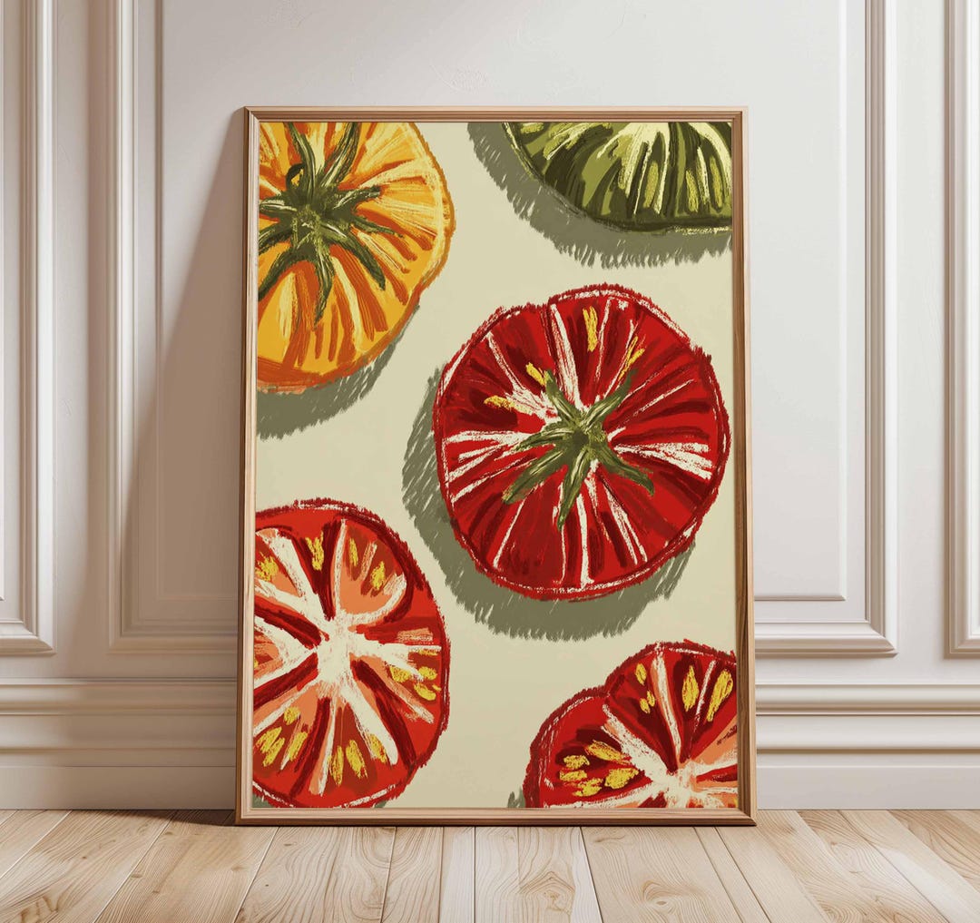 Tomato Wall Art Print, Kitchen Poster, Colorful Vegetable Artwork ...