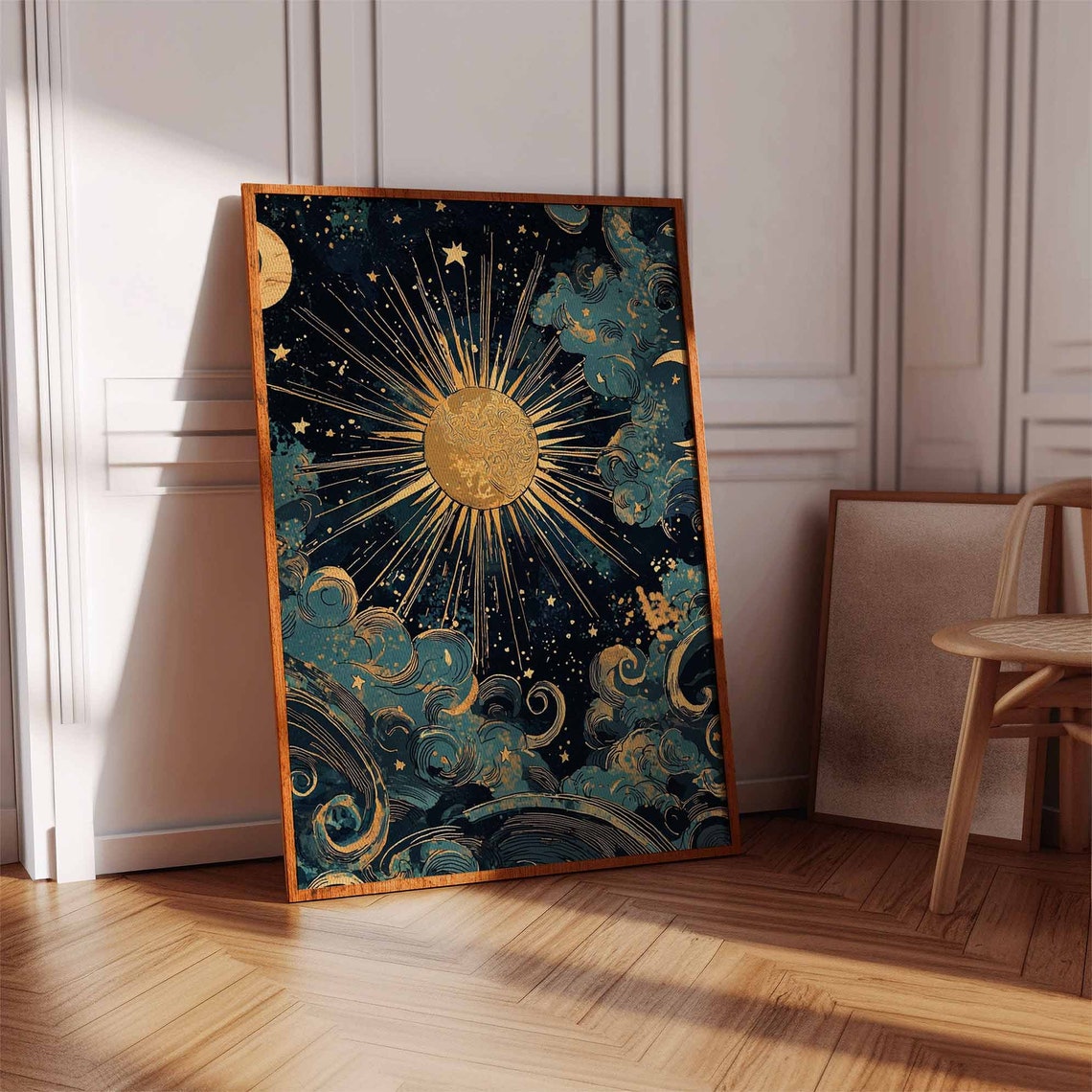 Sun and Moon Poster, Celestial Poster, Spiritual Decor, Vintage Poster ...