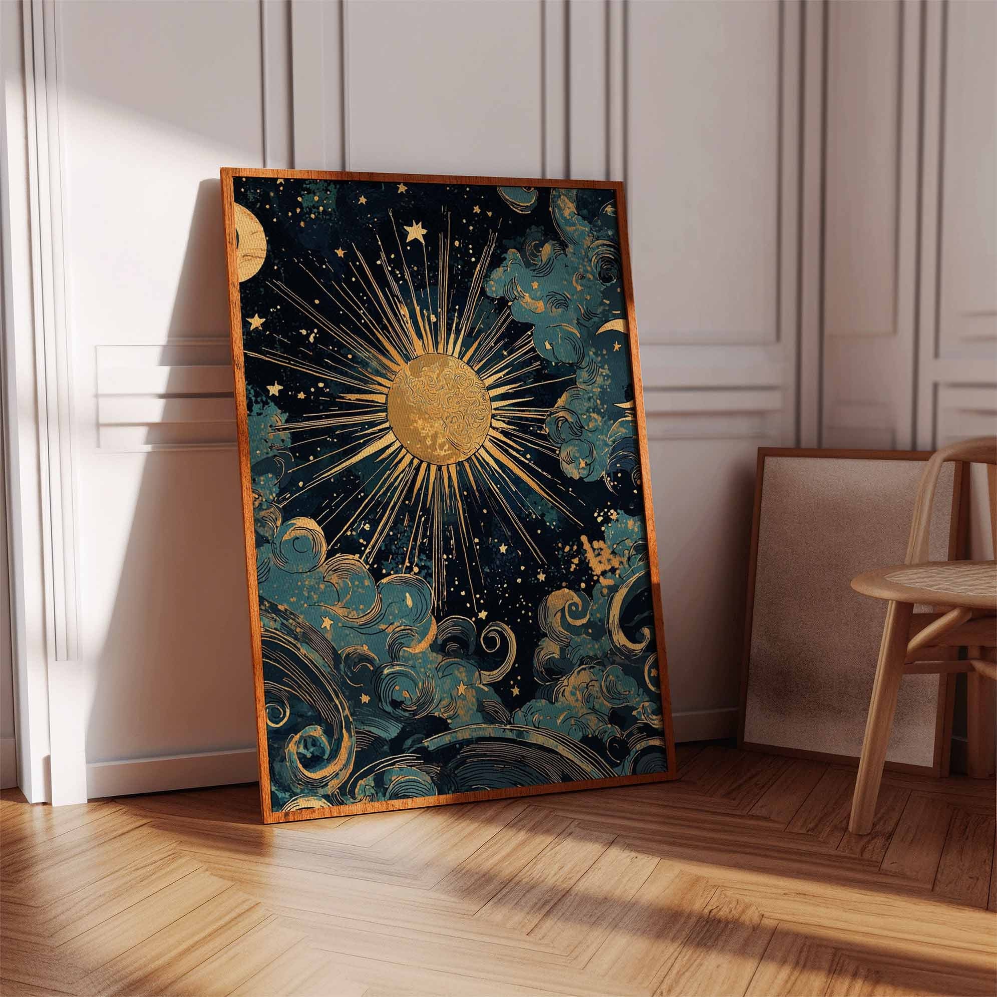 Sun and Moon Poster, Celestial Poster, Spiritual Decor, Vintage Poster ...