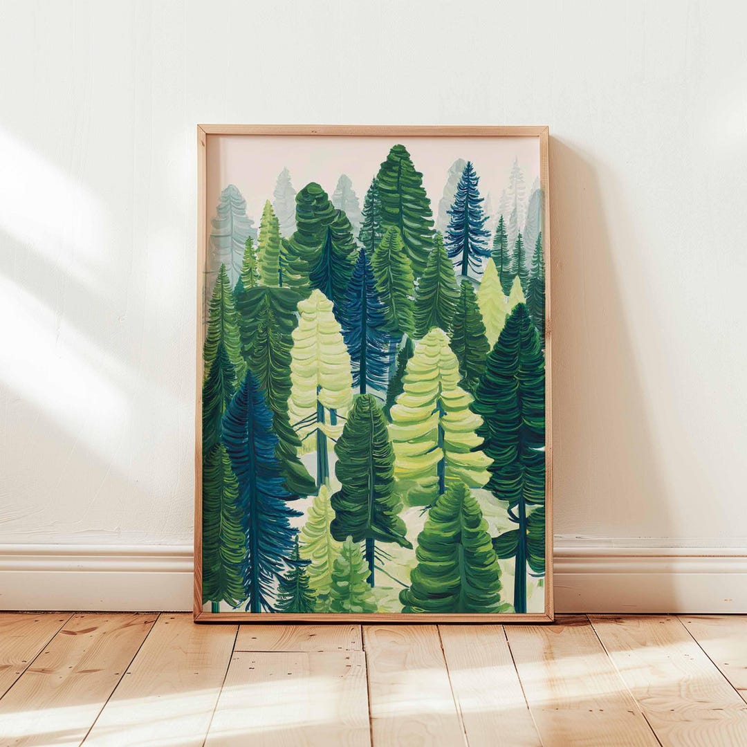Pine Trees Poster, Nature Wall Art, Forest Print, Evergreen Decor ...