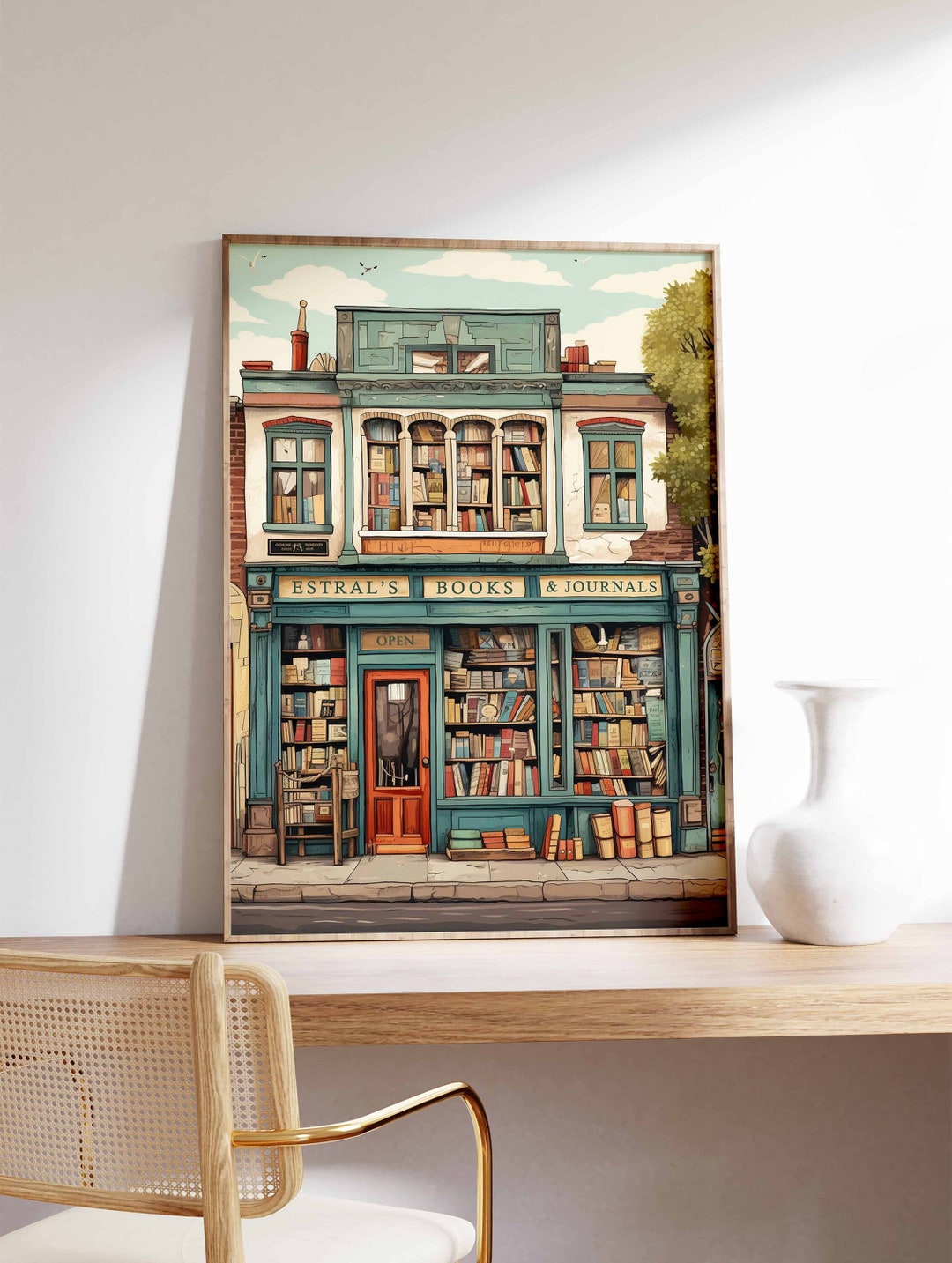 Vintage Book Store Poster, Book Shop Print, Book Lovers Gift, Reading ...