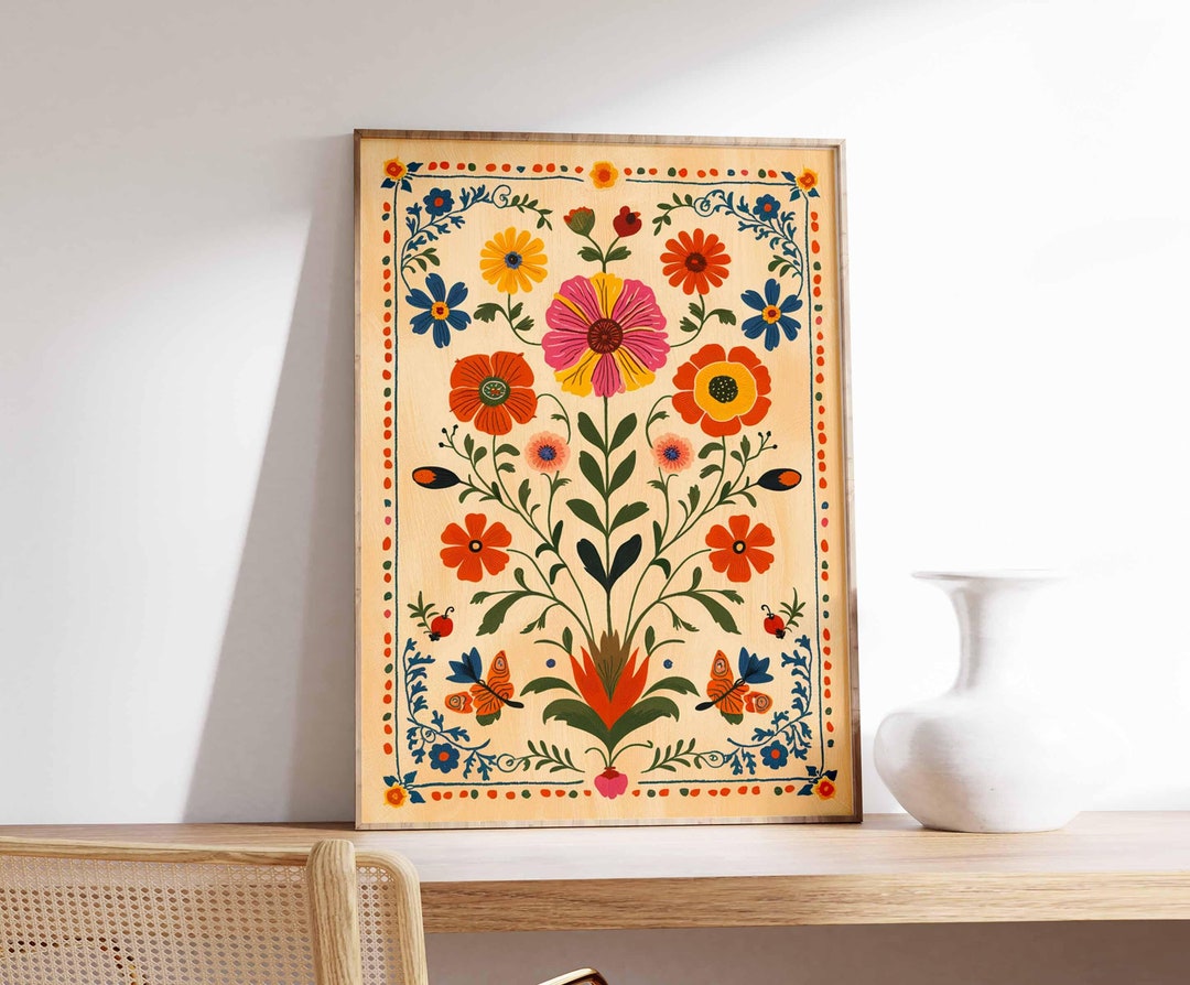 Vintage Mexican Poster, Floral Print, Mexican Prints, Mexican Decor ...