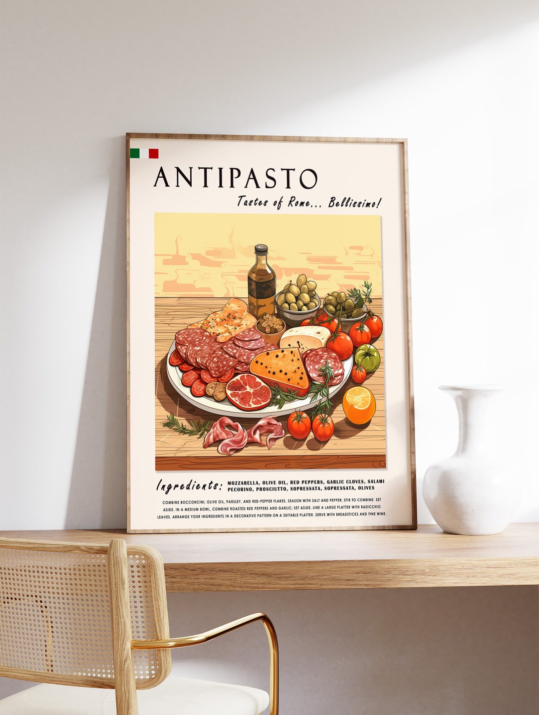 Italian Antipasto Poster, Kitchen Food Print, Food & Drink Art - Etsy
