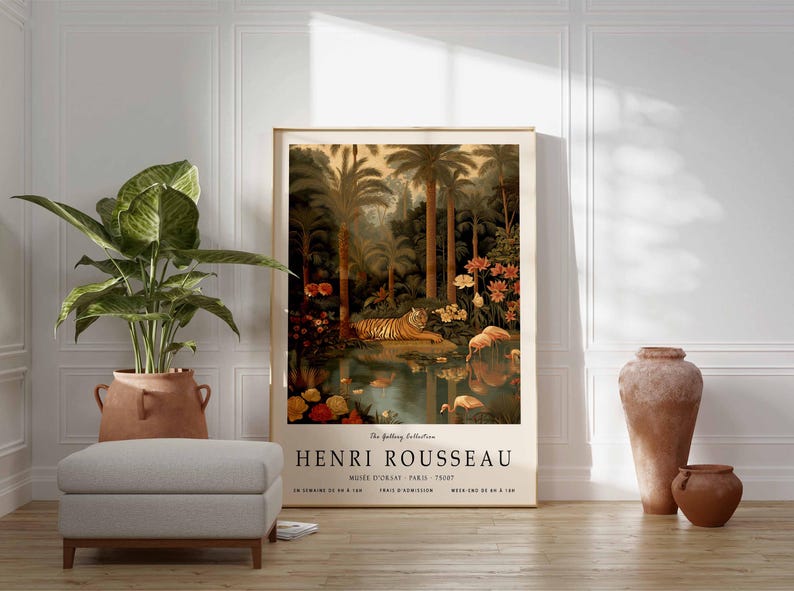 Henri Rousseau tijgerprint, vintage poster botanische jungle - Etsy ...