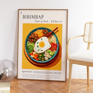 Korean Bibimbap Food Poster, South Korean Food Print, Asian Food Art ...