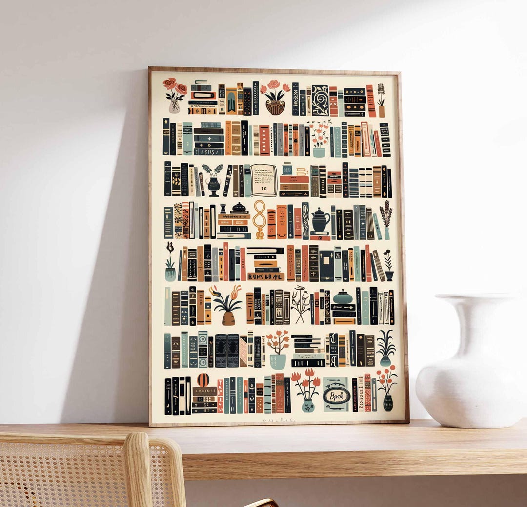 Vintage Library Poster, Book Art, Reading Poster, Book Lovers Gift ...