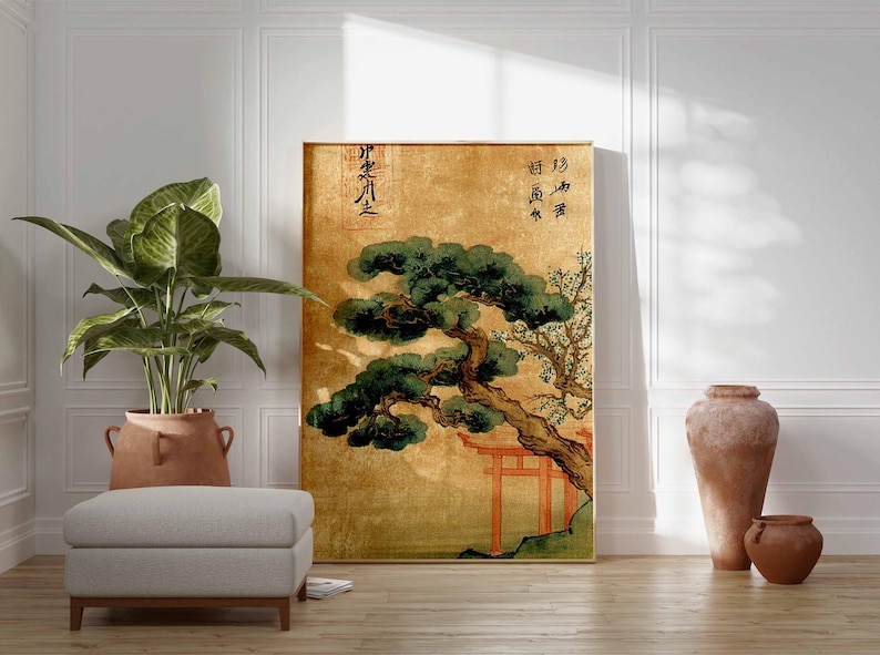 Japanese Pine Tree Art Print, Zen Botanical Wall Decor - Etsy