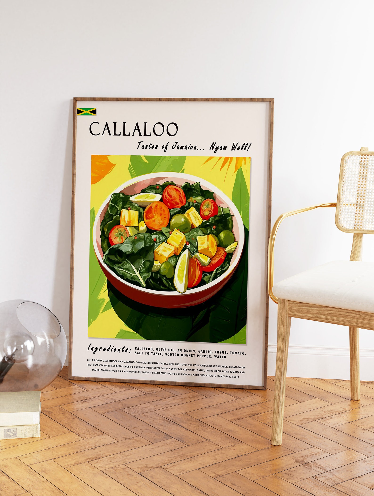 Callaloo Jamaican Food Poster, Caribbean Food Print, Jamaican Food Art ...