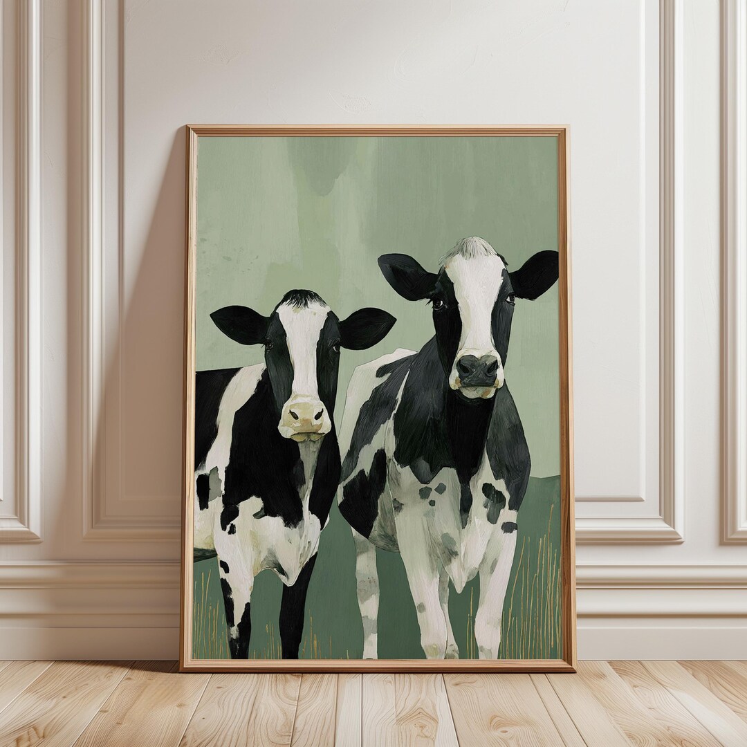 Minimalist Farm Cows Poster, Barn Animal Illutration Print - Etsy