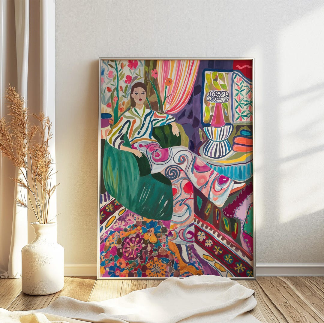 Retro Woman Reading Poster, 70s Style, Trendy Wall Art - Etsy