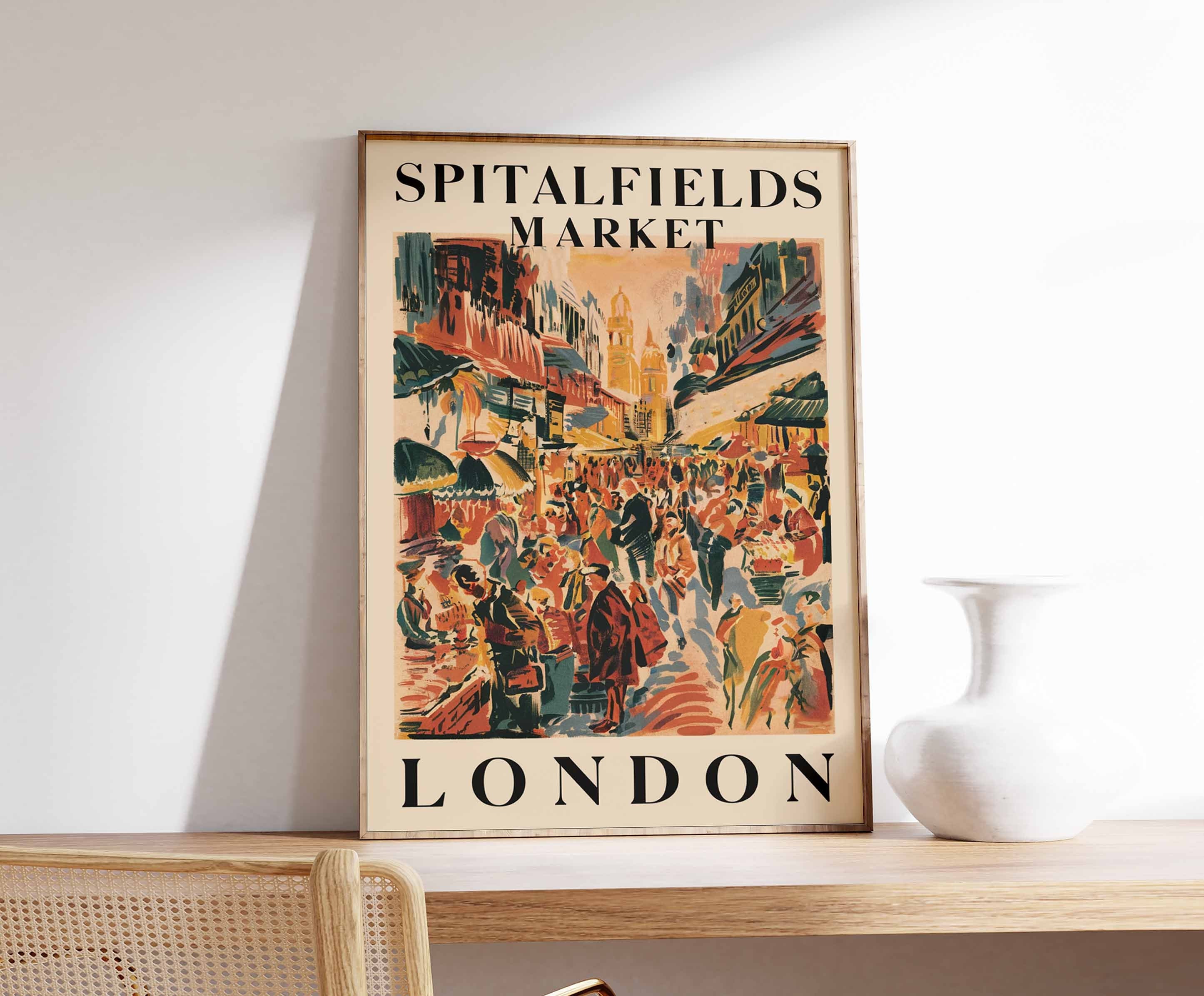 Spitalfields Market London Art Print, Retro Travel Poster - Etsy