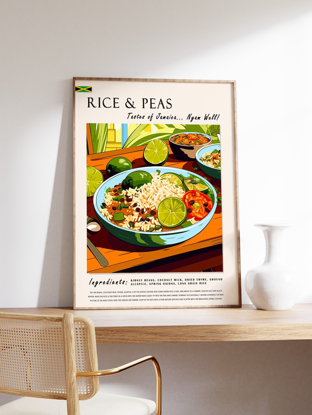 Rice and Peas Jamaican Food Poster, Caribbean Food Print, Jamaican Food ...