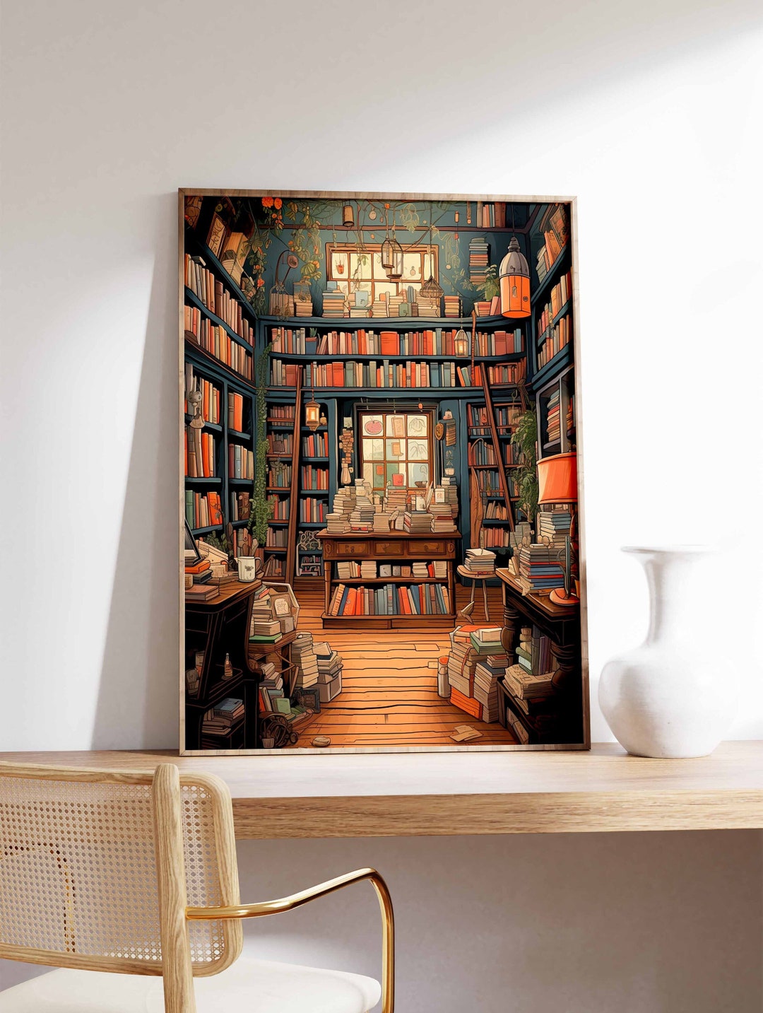 Vintage Book Store Poster, Book Shop Print, Book Lovers Gift, Reading ...