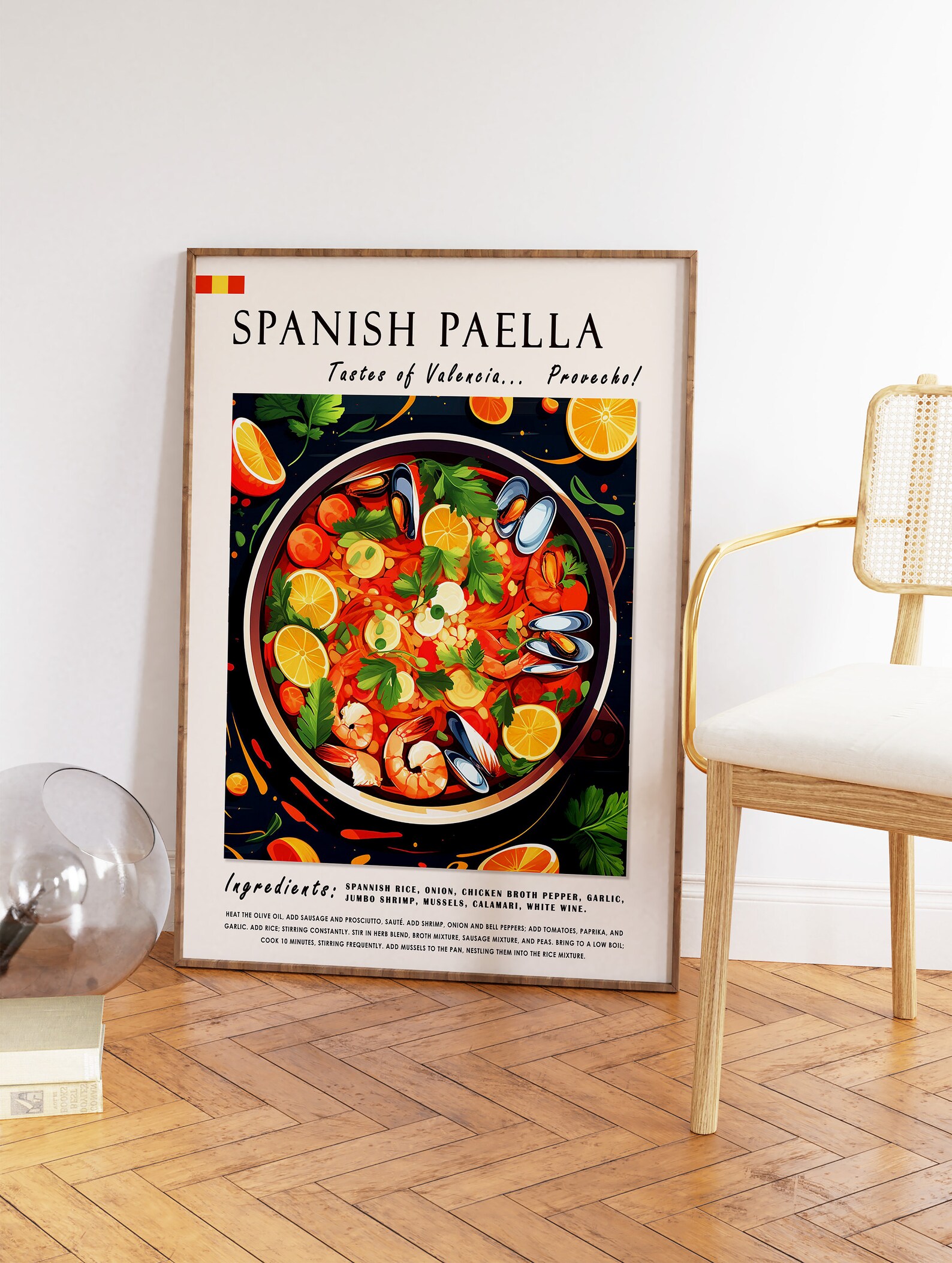Spannish Paella Food Poster, Spanish Food Print, Spain Decor, Kitchen ...