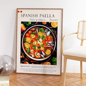 Spannish Paella Food Poster, Spanish Food Print, Spain Decor, Kitchen ...